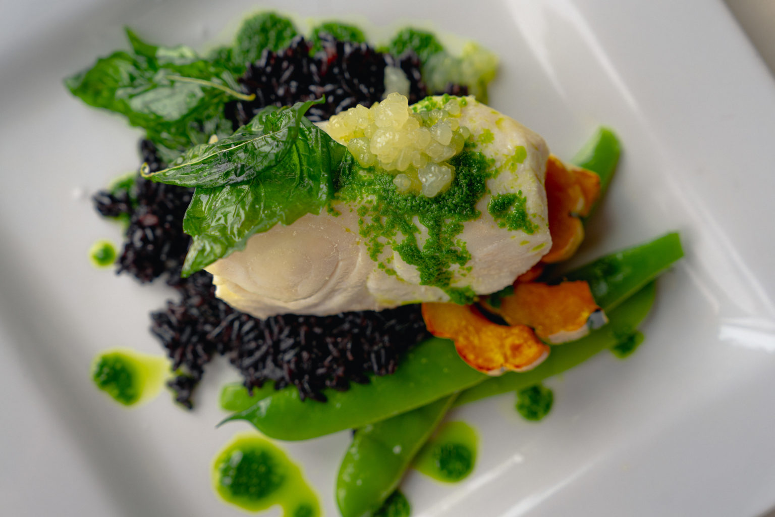 Durant at Red Ridge Farms | Olive Oil Poached Wild Halibut / Stephanie Inn